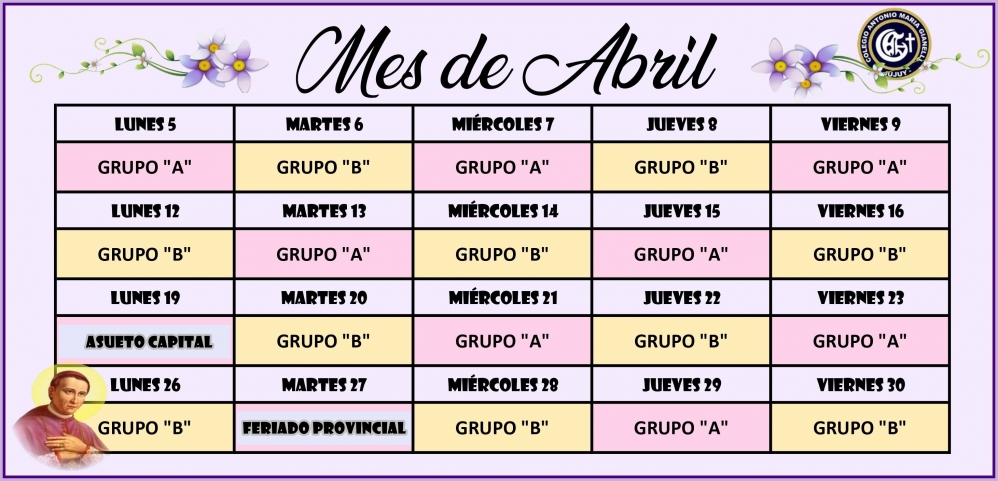 CRONOGRAMA MES DE ABRIL - NIVEL INICIAL